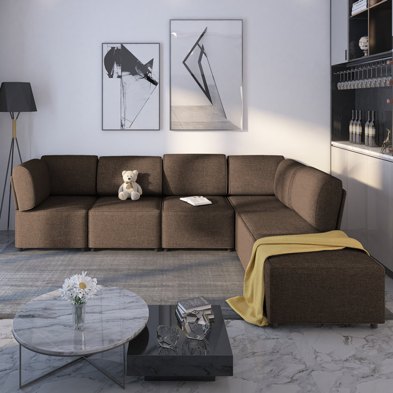 Latitude Run U Shaped Sectional Couches For Living Room Convertible L Shaped Sofa With Ottoman Oversized Sleeper Sofa Bed Linen Fabric Modular Sectional Sofa For Small Space Reviews Wayfair